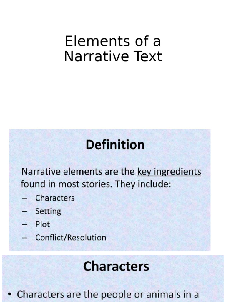 Elements of A Narrative Text | PDF