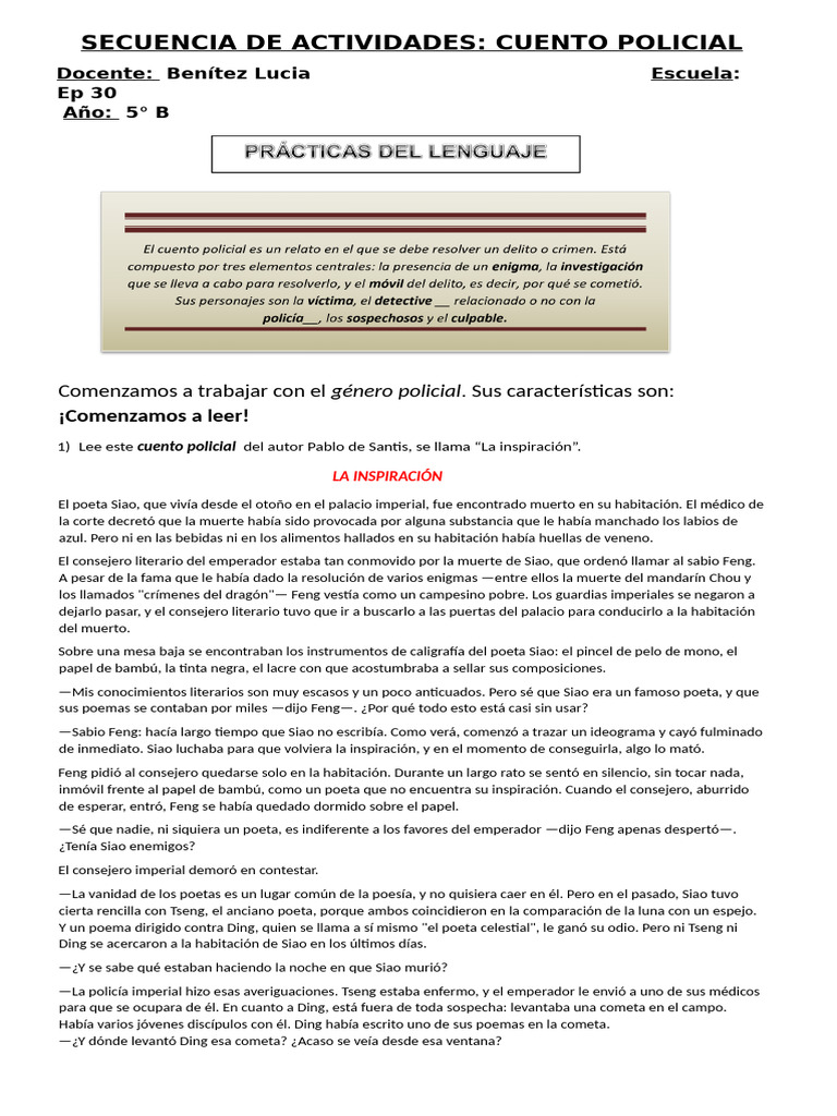 Secuencia Cuento Policial PDF - 221121 - 172323 | PDF | Verbo | Perros