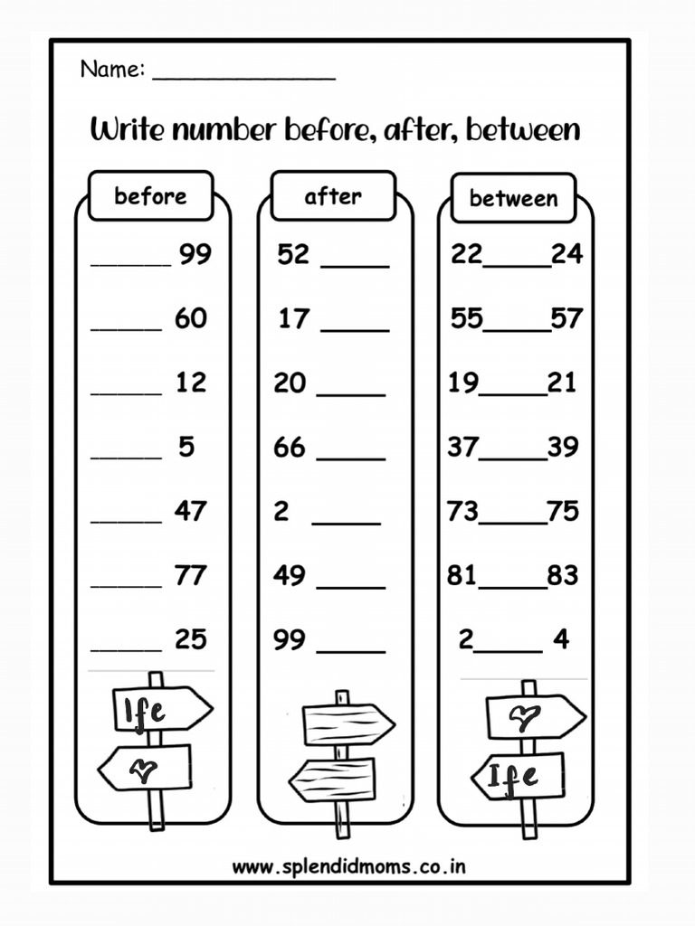 Numbers Before After WS1 | PDF
