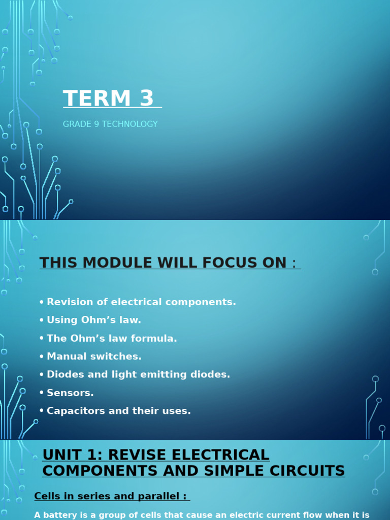 Grade 9 Technology: Electrical Components | PDF | Series And Parallel ...