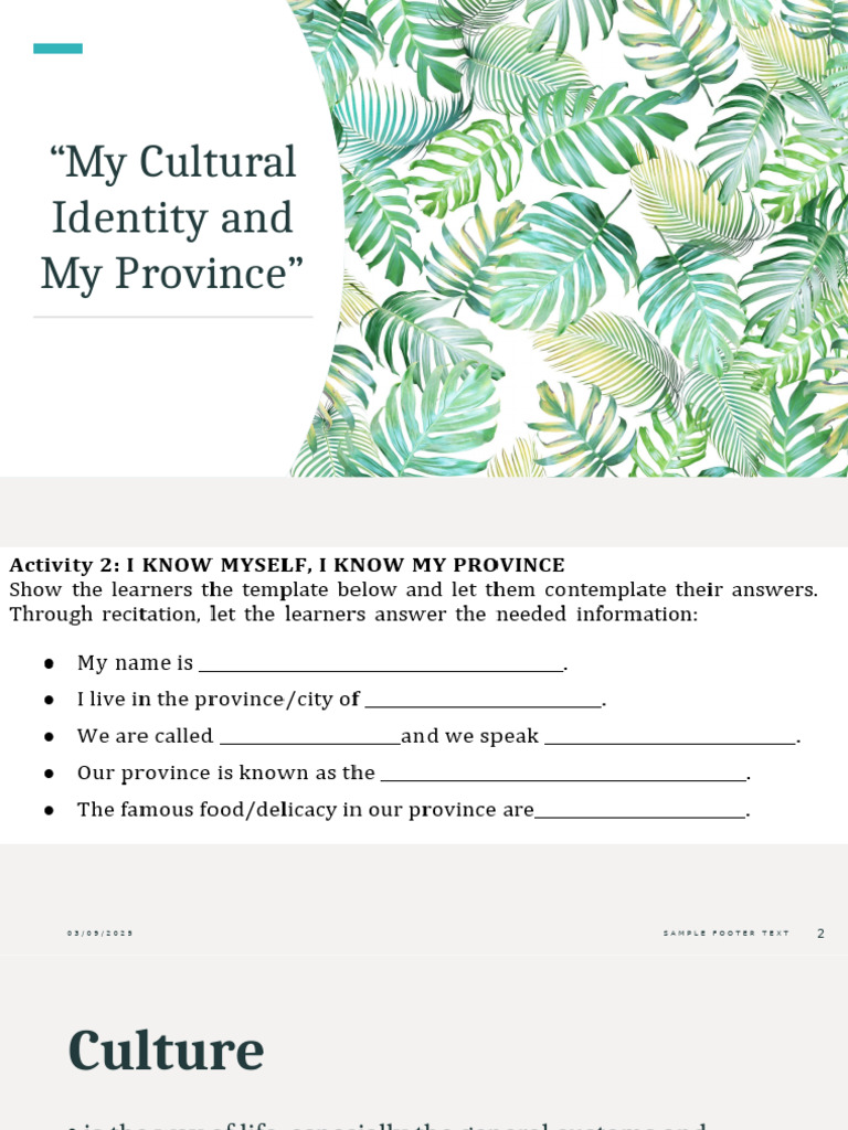 Grade 4 MAPEH My Cultural Identity and My Province Lesson 3 Week 3 ...