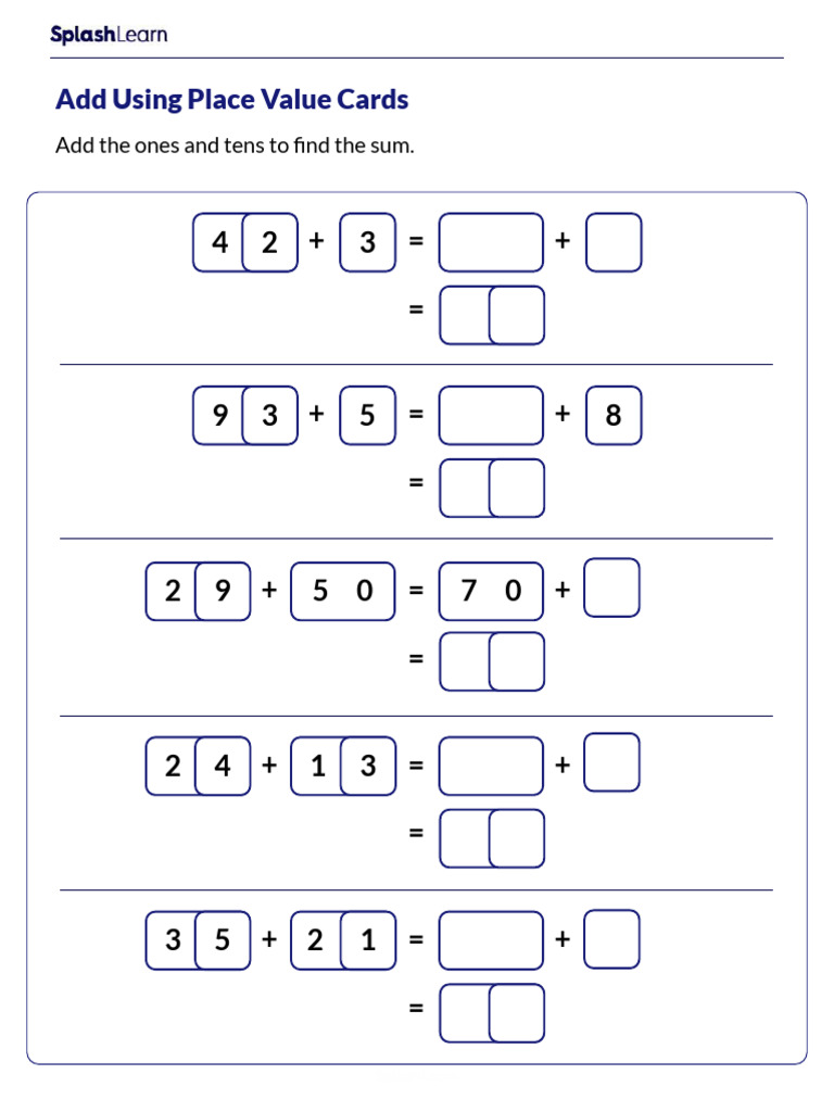 Add Using Place Value Cards Without Regrouping Worksheet | PDF