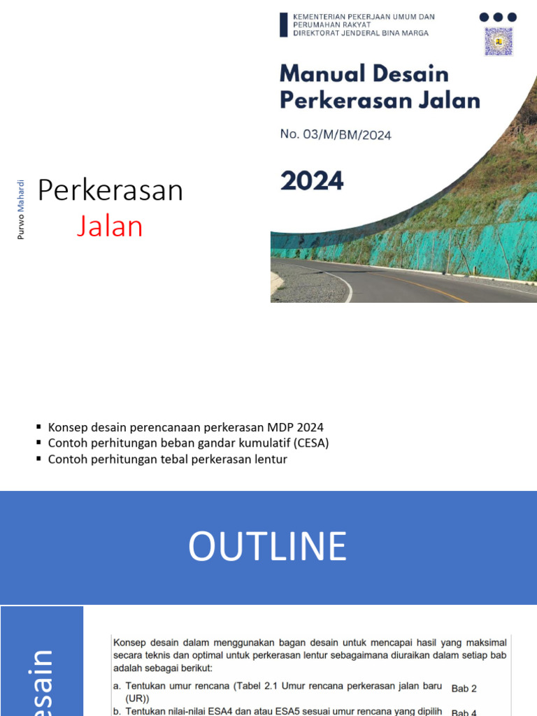 Perkerasan Jalan MDP 2024 (Konsep, CESA, Perhitungan Lentur) | PDF