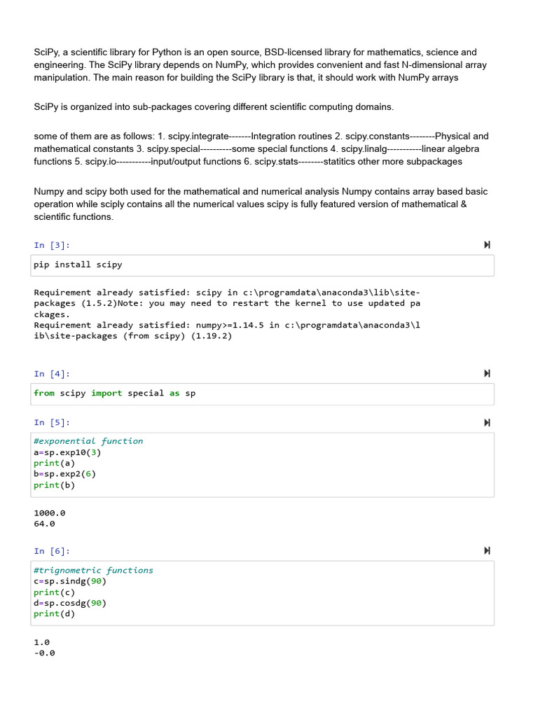 scipy - Jupyter Notebook | PDF | Matrix (Mathematics) | Applied Mathematics scipy - Jupyter Notebook | PDF | Matrix (Mathematics) | Applied Mathematics