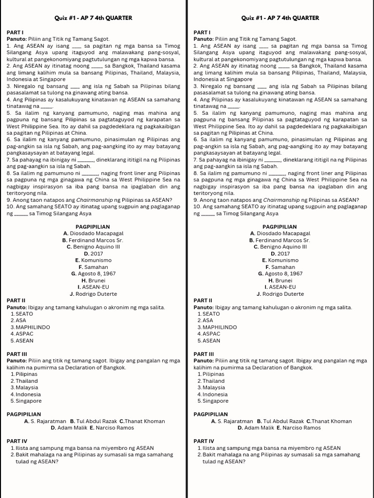 4th Quarter - WORKSHEET NO.1 | PDF