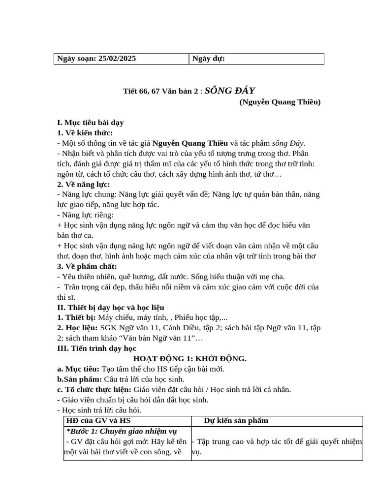 Giáo Án 11 Sông Đáy | PDF