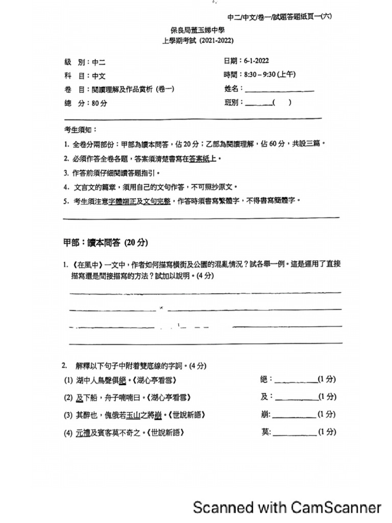 chin past paper | PDF