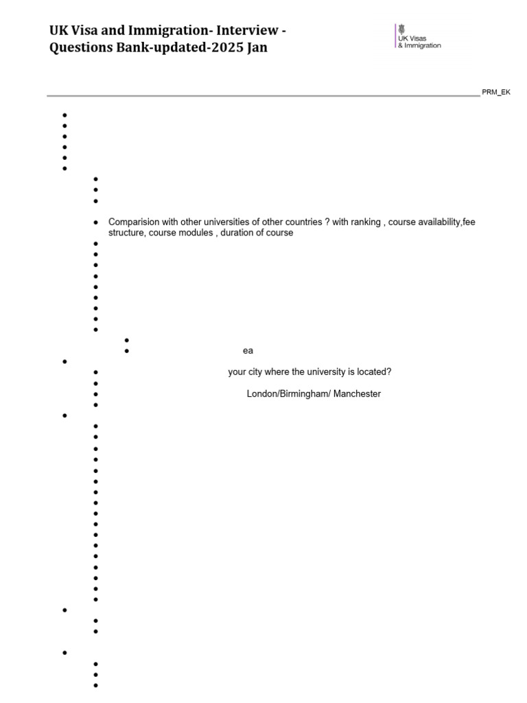 UKVI - Interview Questions Updated | PDF | Banks | Loans