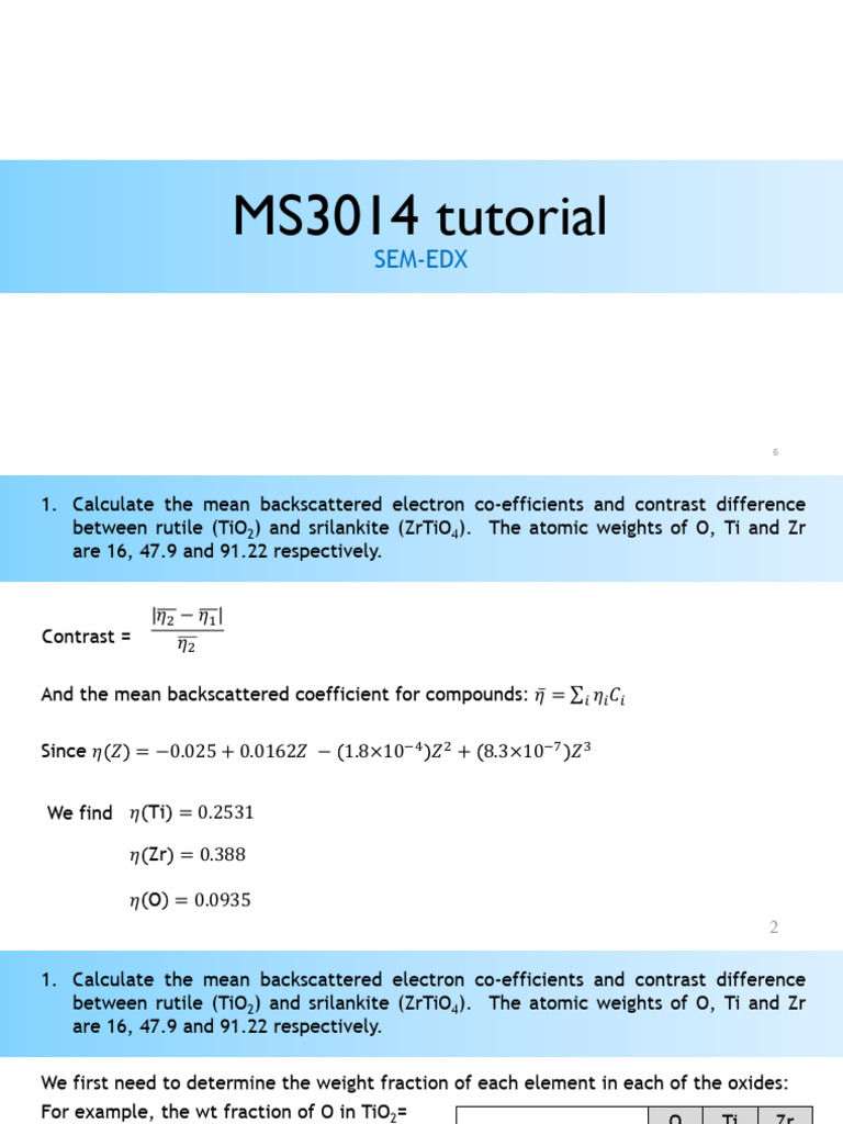 Tutorial 1 Solutions | PDF | Energy Dispersive X Ray Spectroscopy ...