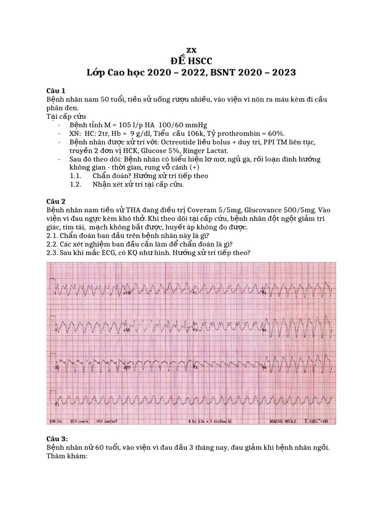 ĐỀ Ca Lâm Sàng HSCC 20210423 | PDF