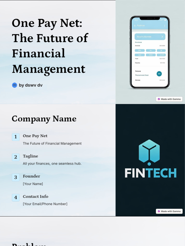 One Pay Net The Future of Financial Management | PDF | Computing | Business