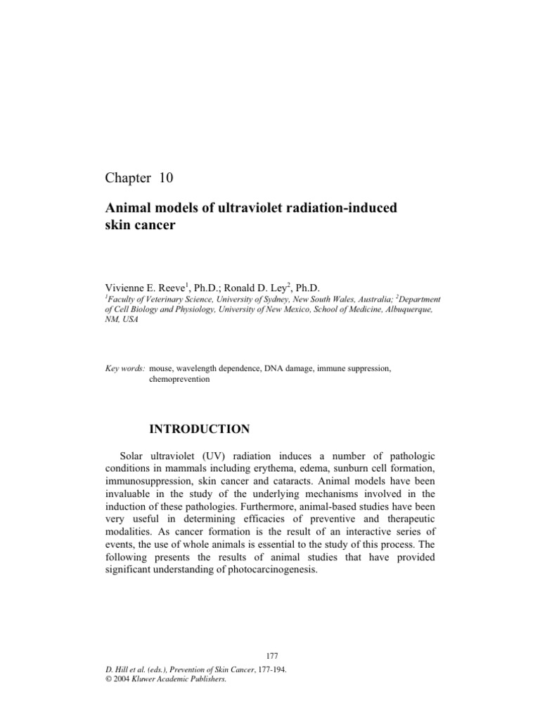 Animal Models For UVR Induced Cancer | PDF | Skin Cancer | Melanoma