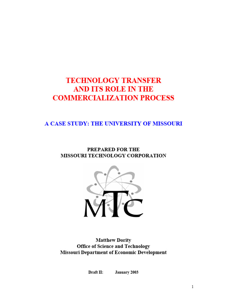 TECHNOLOGY TRANSFER AND ITS ROLE IN THE COMMERCIALIZATION PROCESS | PDF ...