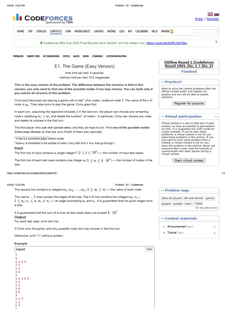 Problem E1 Codeforces Pdf Computing Combinatorics