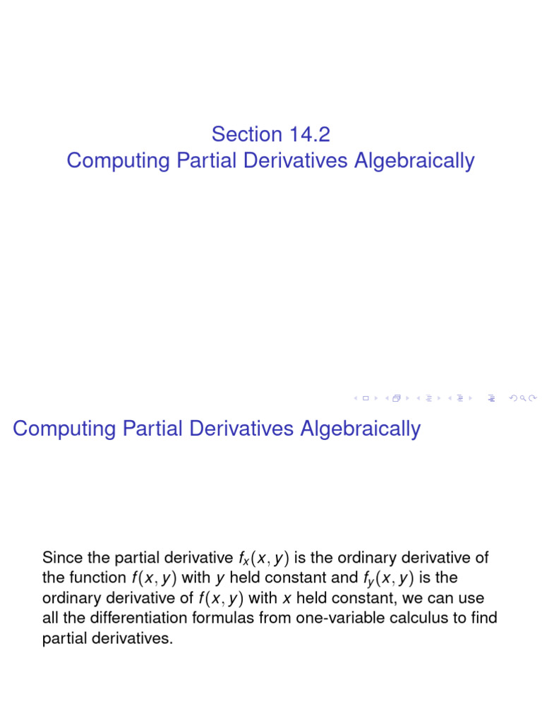 Algebraic Partial Derivatives Explained | PDF