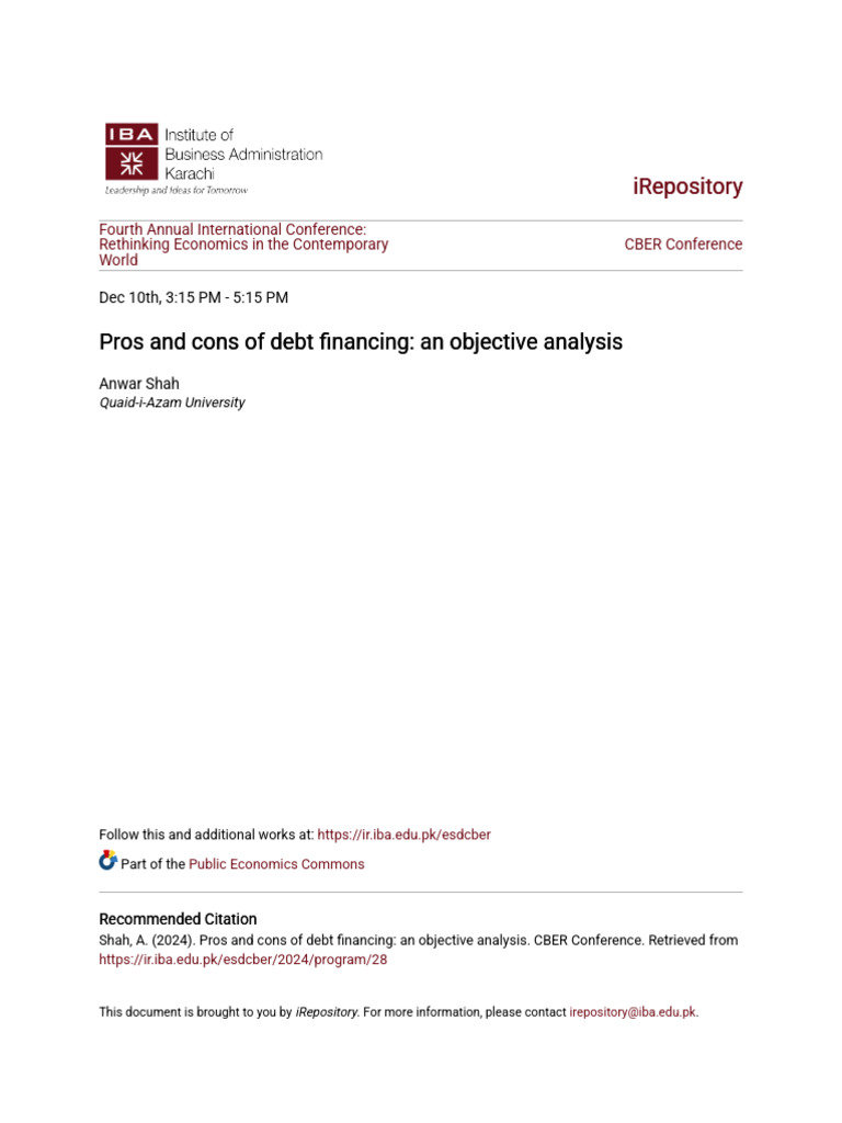 Pros and Cons of Debt Financing_ an Objective Analysis | PDF | Interest | Debt