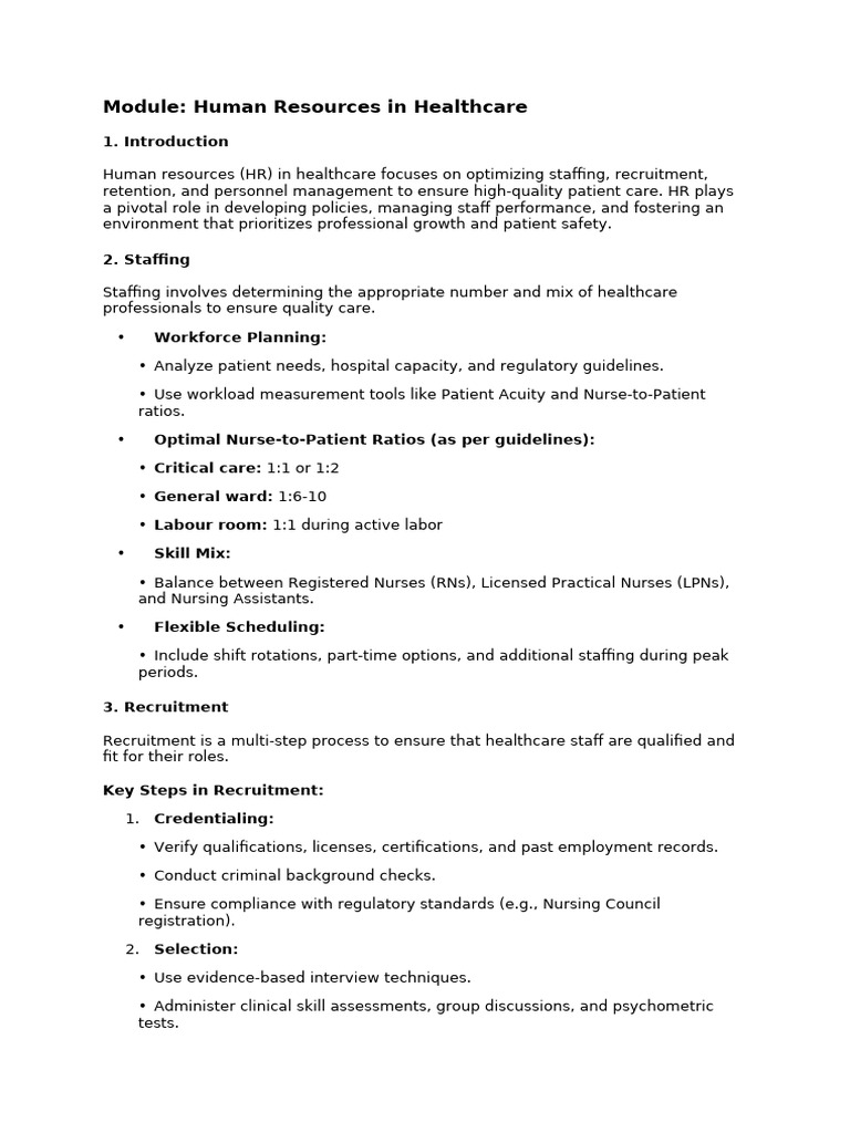 Building High Performance Human Resources in Healthcare | PDF | Nursing ...