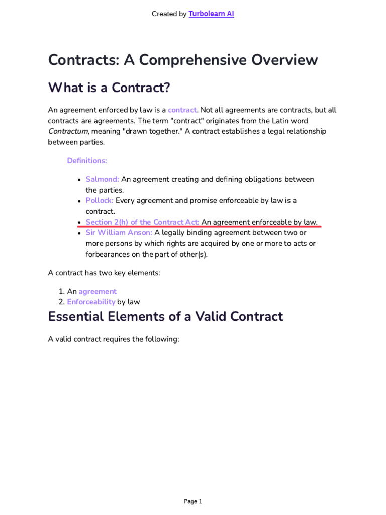 Contract Mam Notes in Easy Wala | PDF | Misrepresentation | Offer And ...