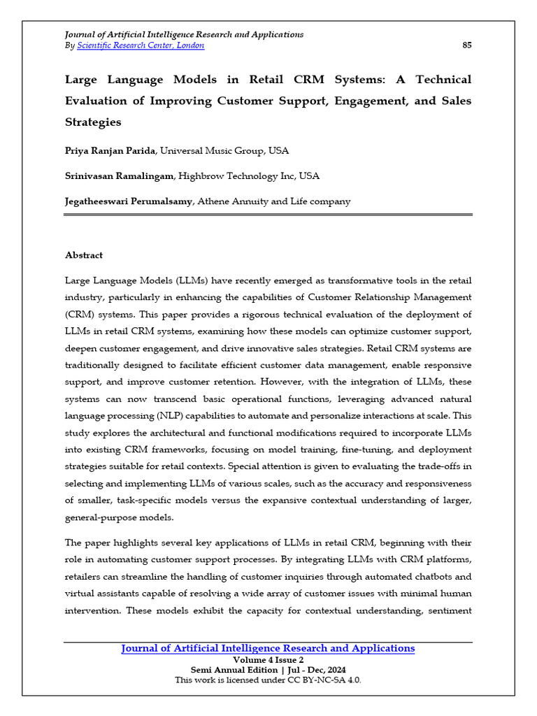 Large Language Models in Retail CRM Systems | PDF | Customer ...
