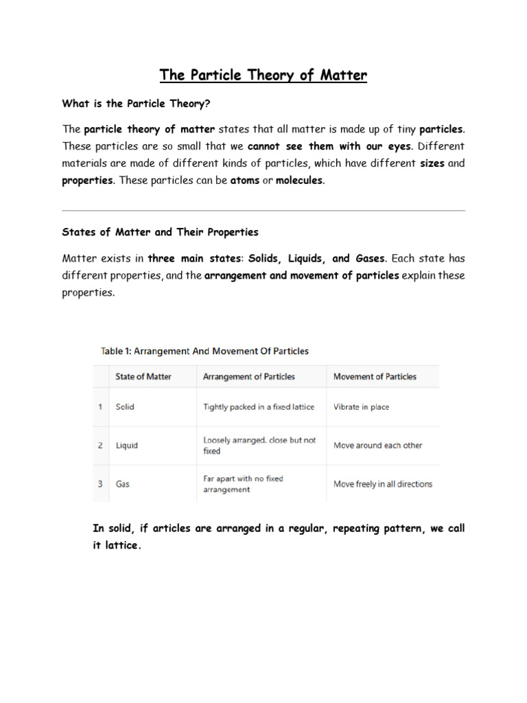 Understanding Particle Theory of Matter | PDF | Gases | Liquids