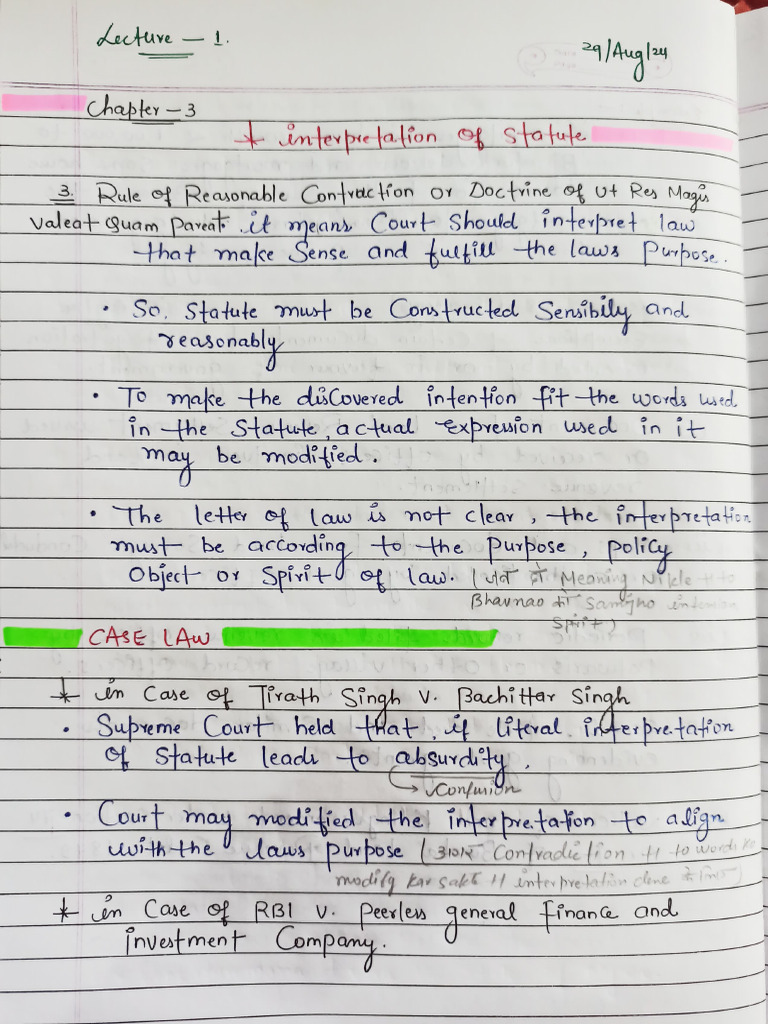 Chapter - 03 Interpretation of Statue Jigl Class Notes | PDF