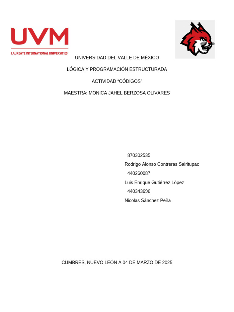 Actividad CÓDIGOS (1) | PDF