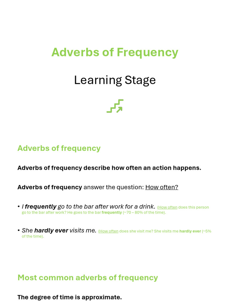 Adverbs+of+Frequency+Slides+ +Learning+Stage | PDF | Verb | Grammar