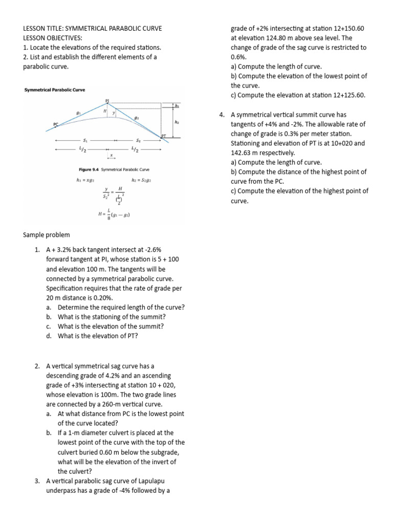 Cie 112 - Symmetrical Parabolic Curves | PDF | Mathematical Physics | Manifold