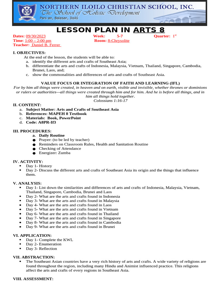 Lesson Plan Grade 8 Final Q1 | PDF | Southeast Asia