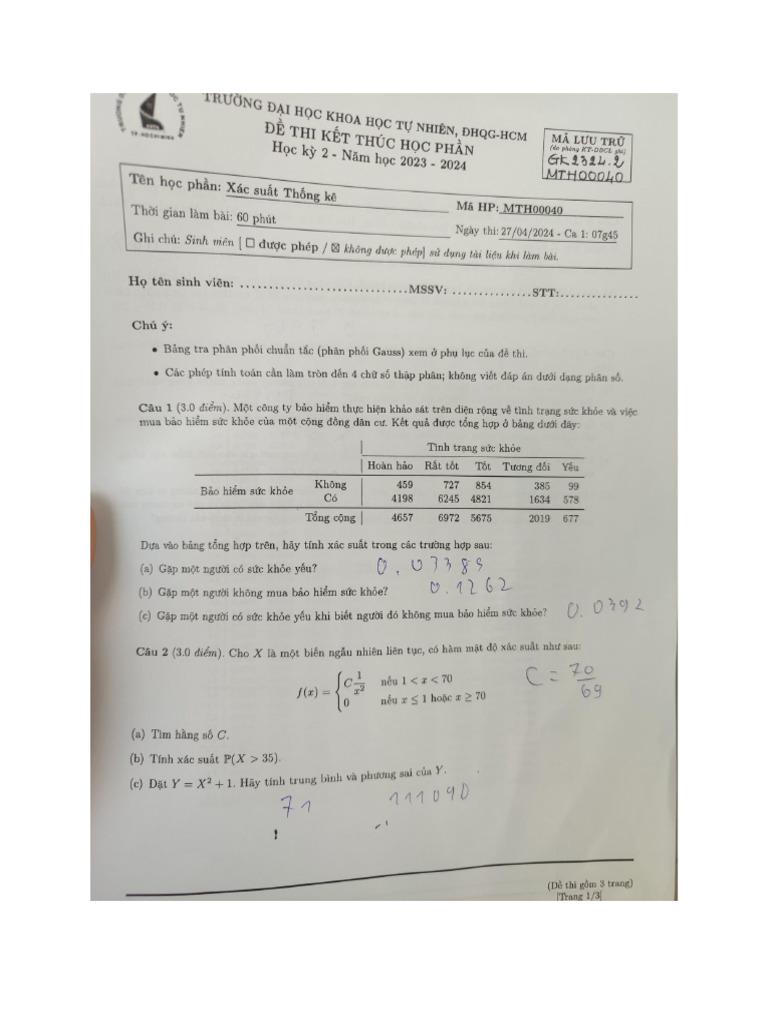 GK XSTK hk2 2023 2024 He Dai Tra | PDF