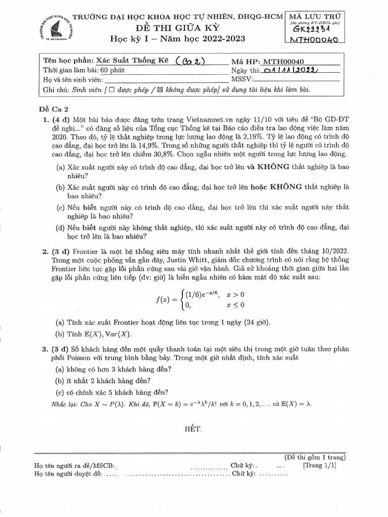 GK hk1 XSTK 2022 2023 Ca02 | PDF