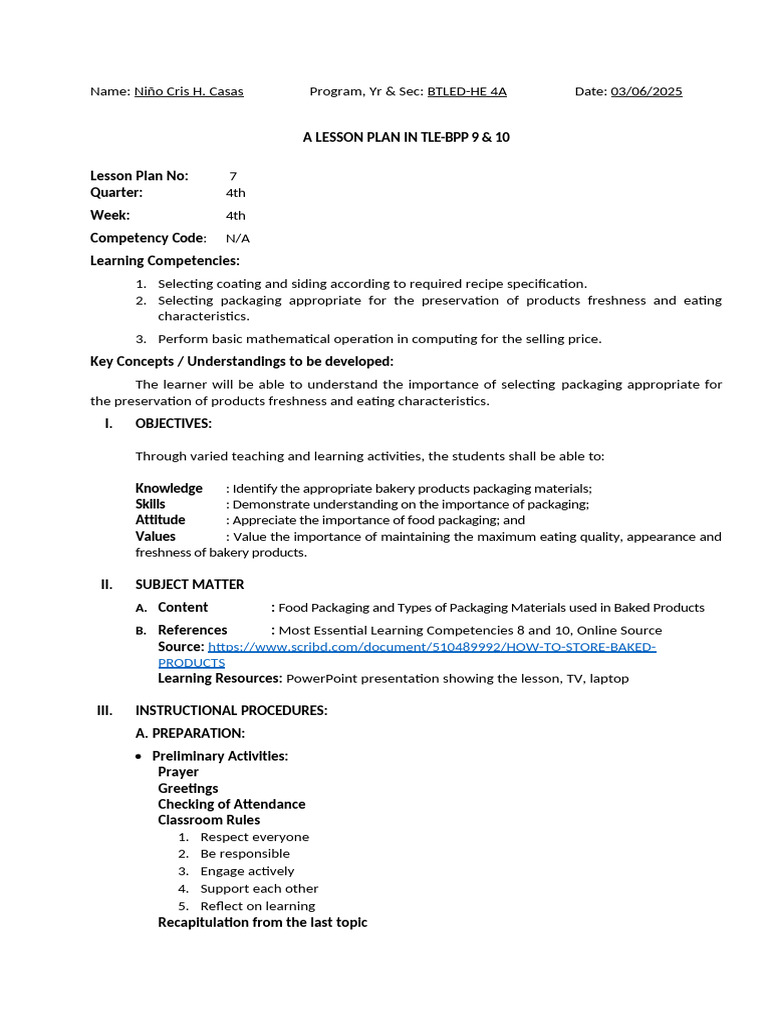 DLP No. 7 (Food Packaging and Types of Packaging Materials) | PDF ...