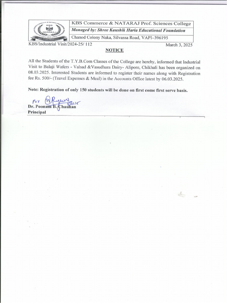 Industrial Visit Notice | PDF
