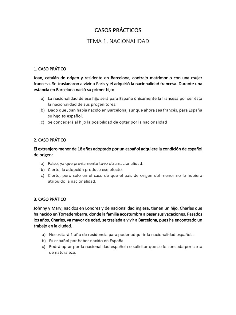 CASOS PRÃ CTICOS - Tema 1 | PDF