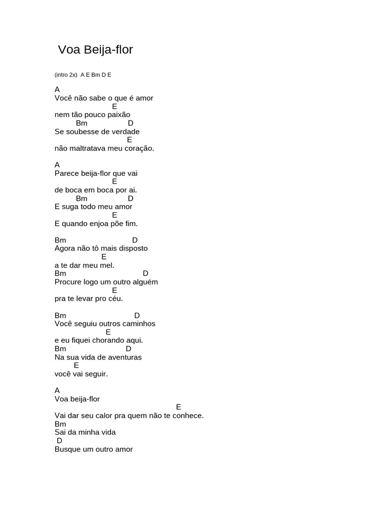 Voa Beija-flor: Amor e Desilusão | PDF