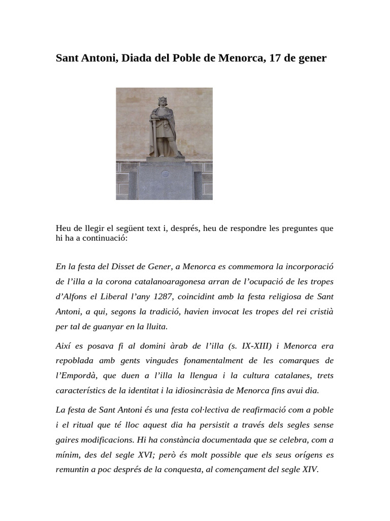 LENDY YURENDELL OLEJUA MARTINEZ - Lectura Sant Antoni | PDF