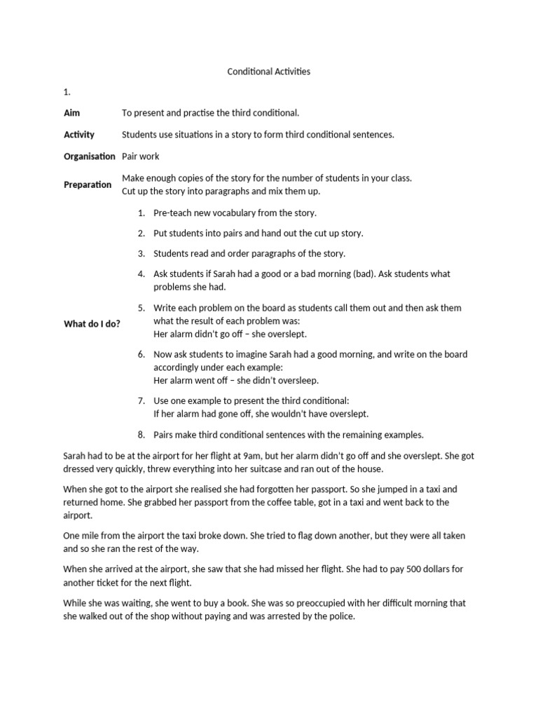 Conditional Activities | PDF