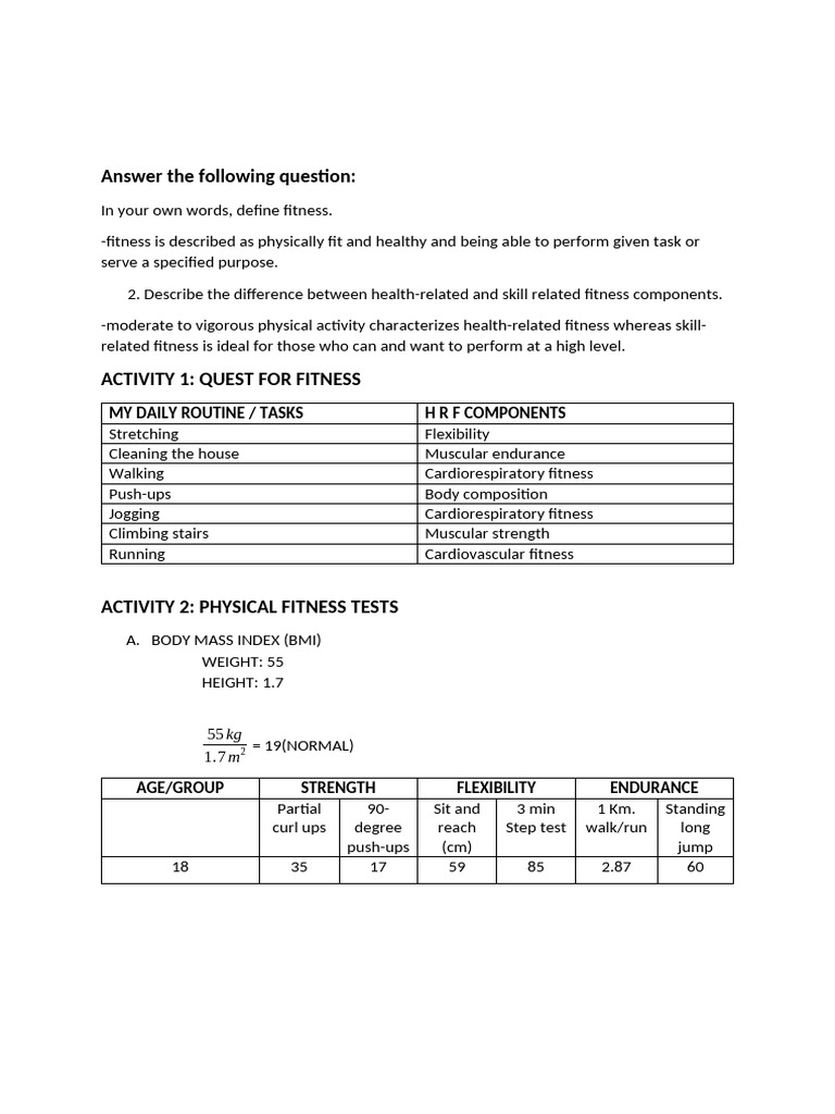 PE | PDF | Physical Fitness | Body Mass Index