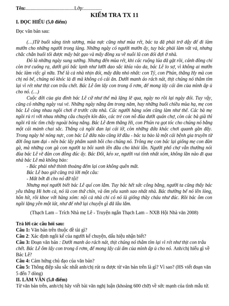 ĐÊ ÔN TÂP-KT 11 - Co Da | PDF