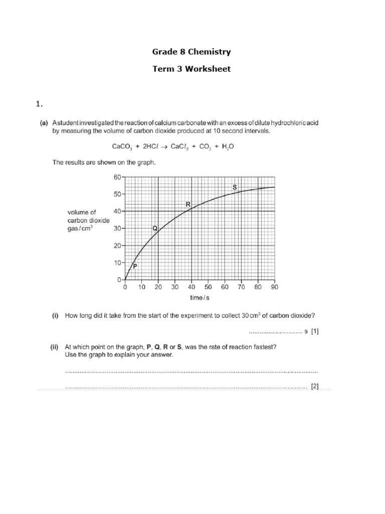 Grade 8 Chemistry Term 3 Worksheet | PDF