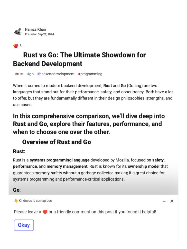 Rust vs Go: Backend Language Comparison | PDF | Web Development ...