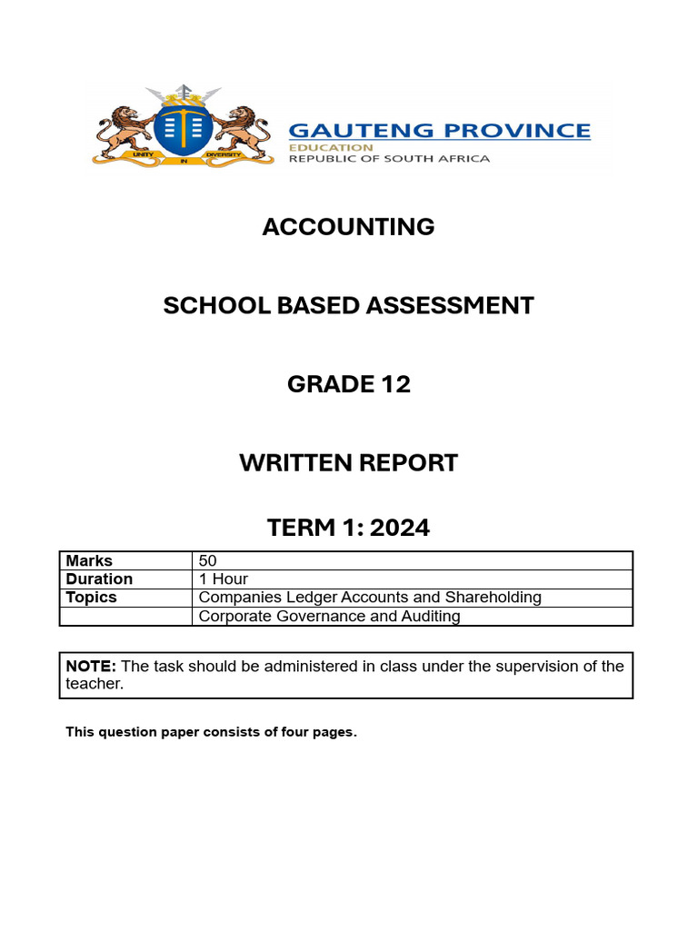2024 Acc Grade 12 Written Report Qp-1 | PDF | Auditor's Report | Audit