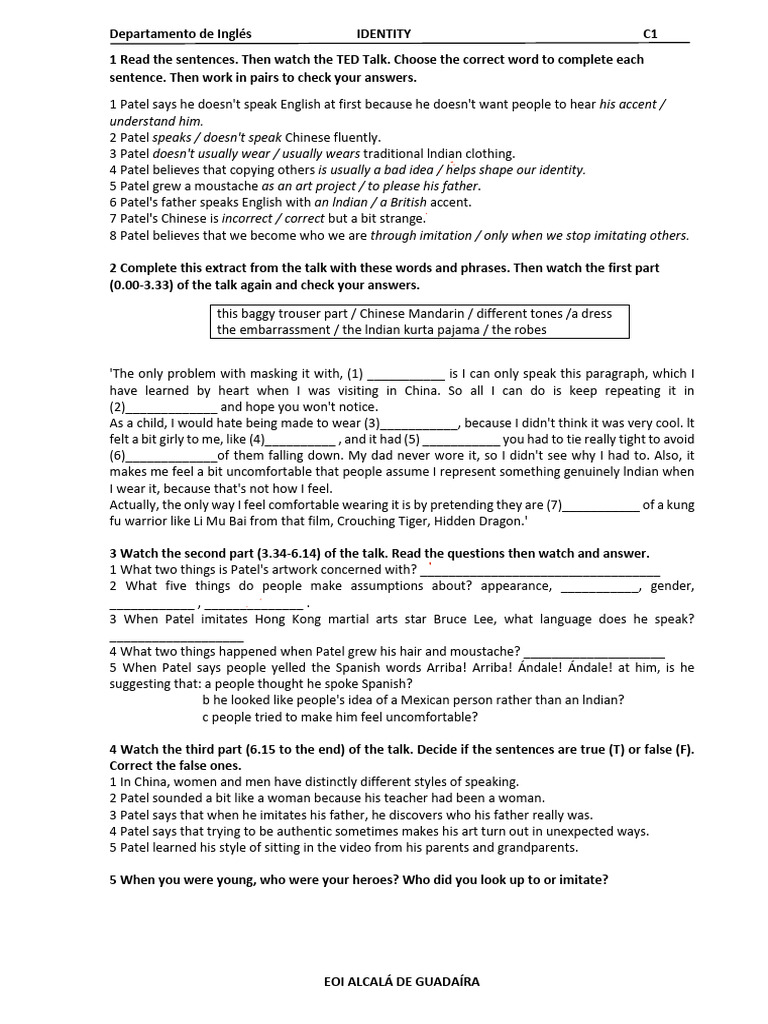 Identity- who am I | PDF