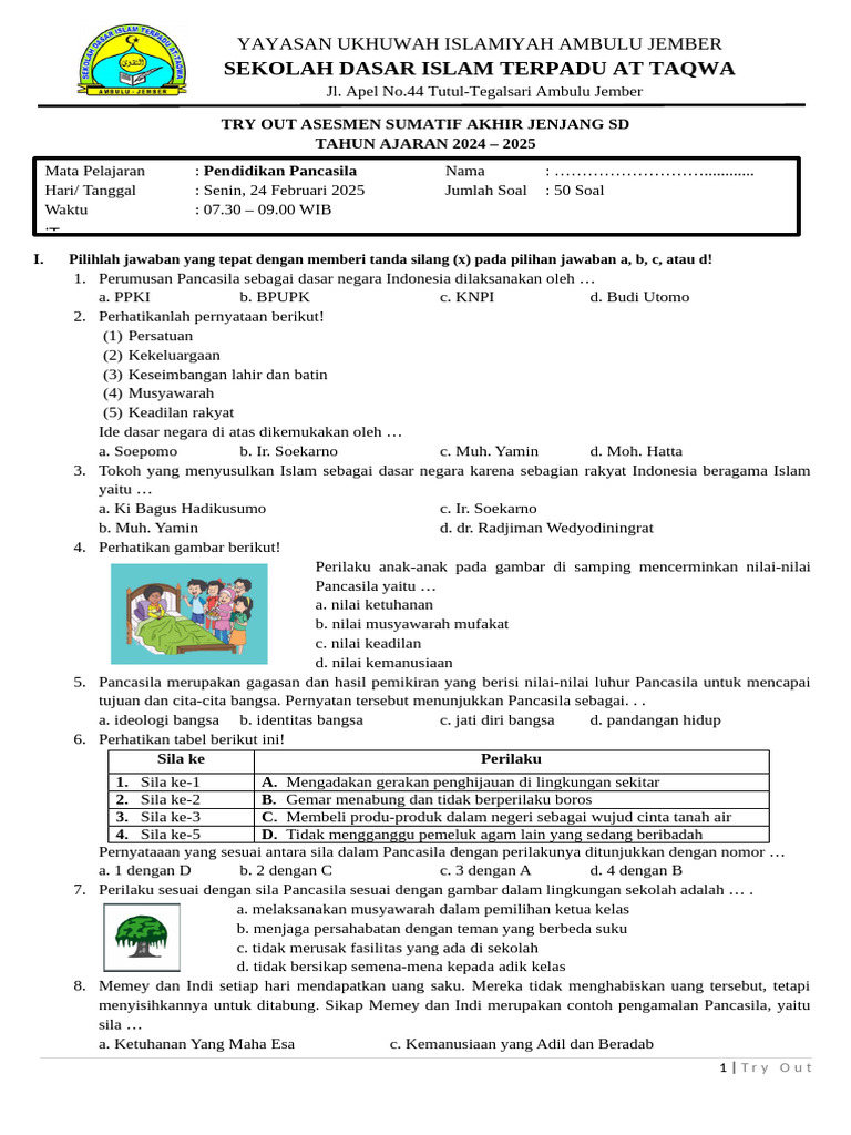 Try Out PPG 2025 Pendidikan Pancasila | PDF