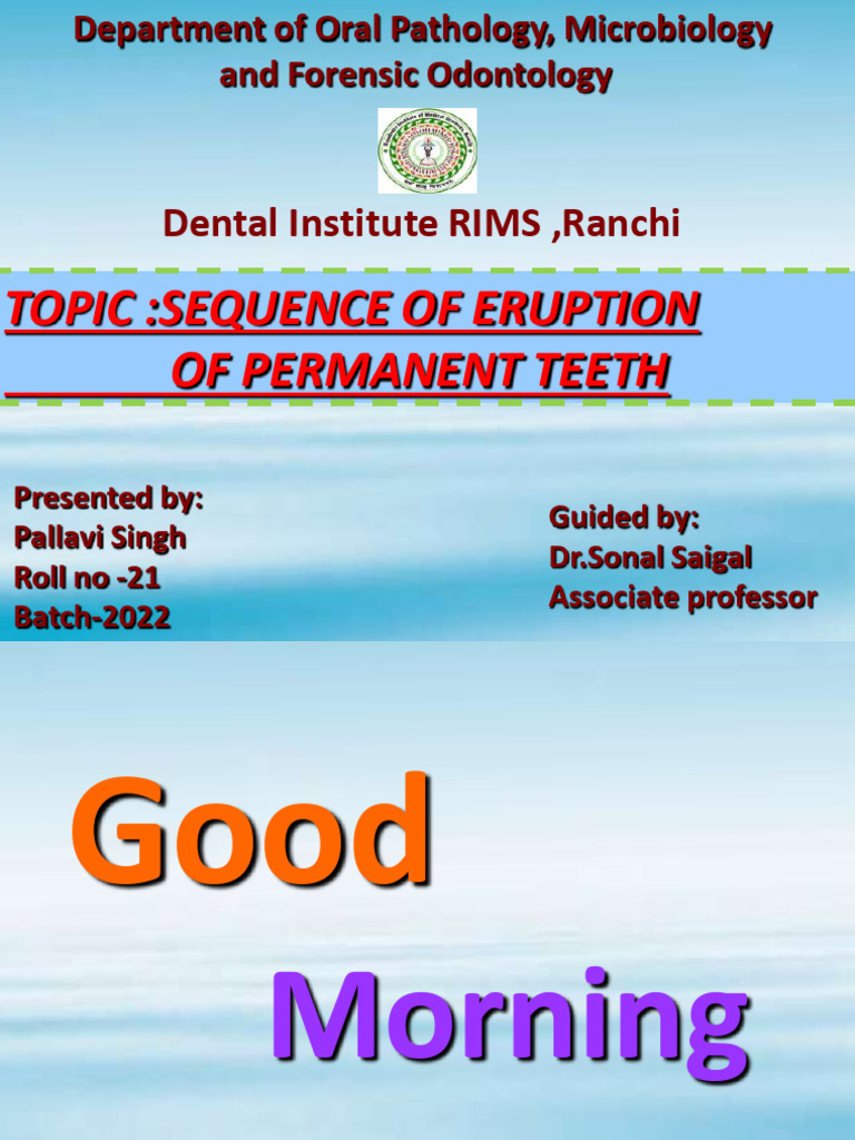 SEQUENCE OF ERUPTION OF PERMANENT TEETH | PDF | Human Tooth | Tooth