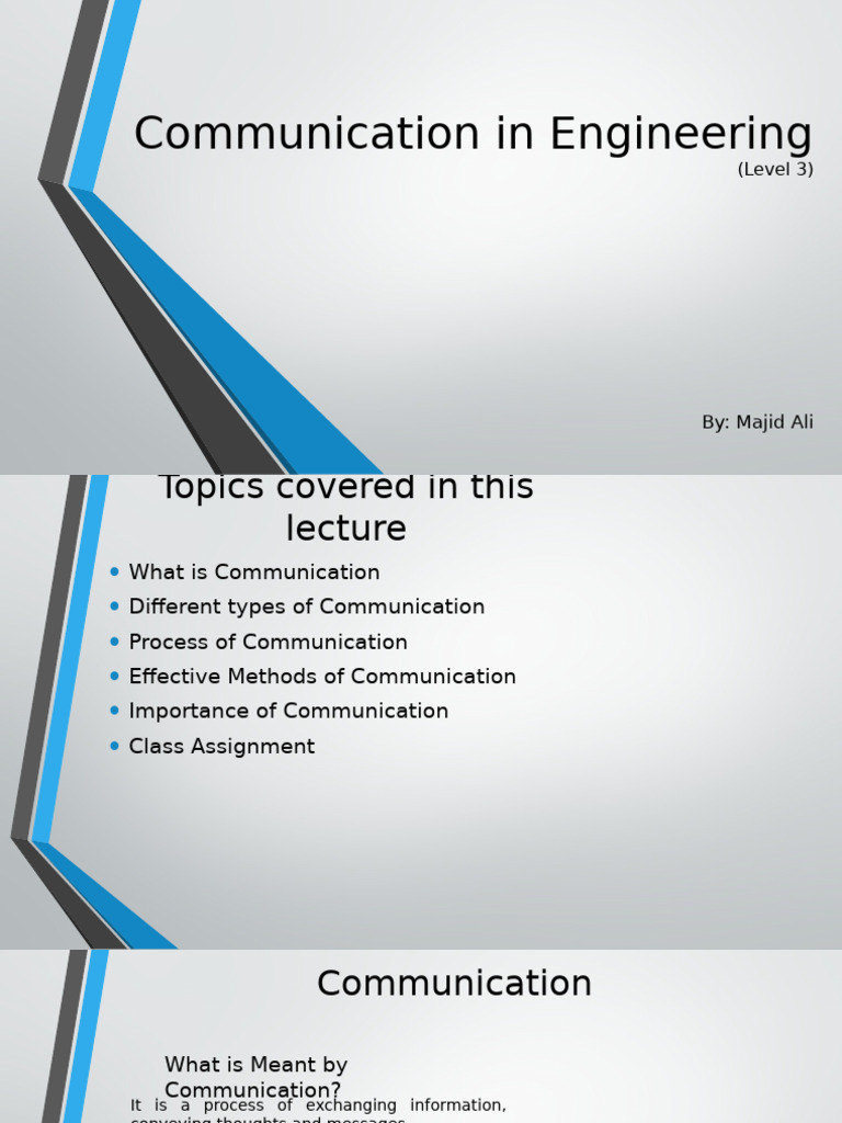 Communication in Engineering - Majid Ali | PDF | Communication ...