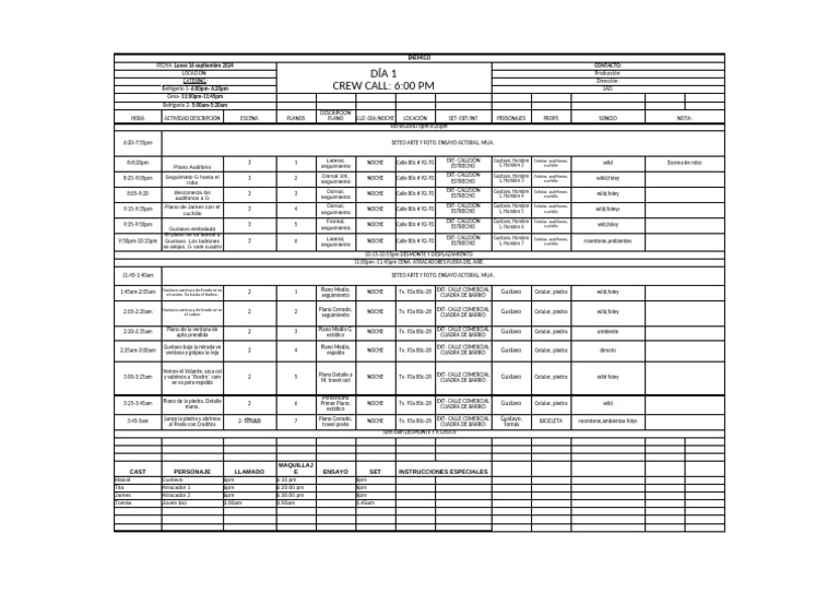 Formato Plan de Rodaje | PDF