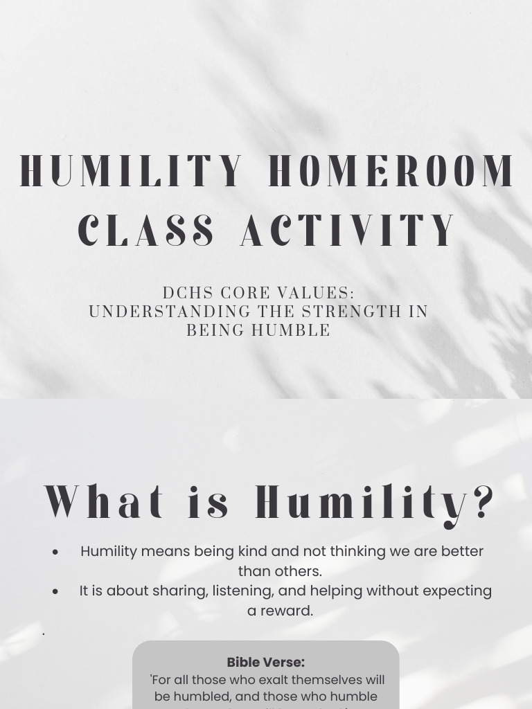Humility Homeroom Class Activity | PDF | Humility | New Testament Content