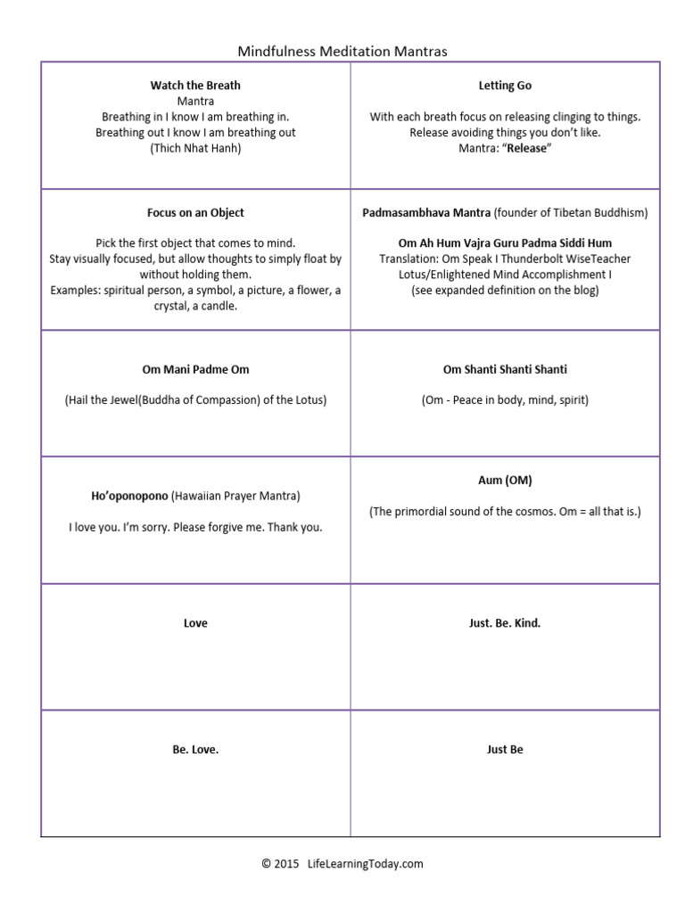 Mindfulness Mantras for Breathing | PDF | Mantra | Religious ...