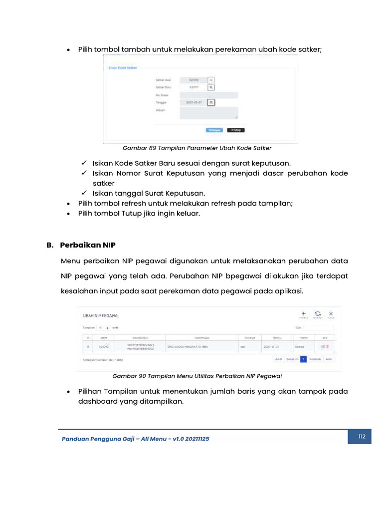 Menu Utilitas_Perbaikan NIP | PDF